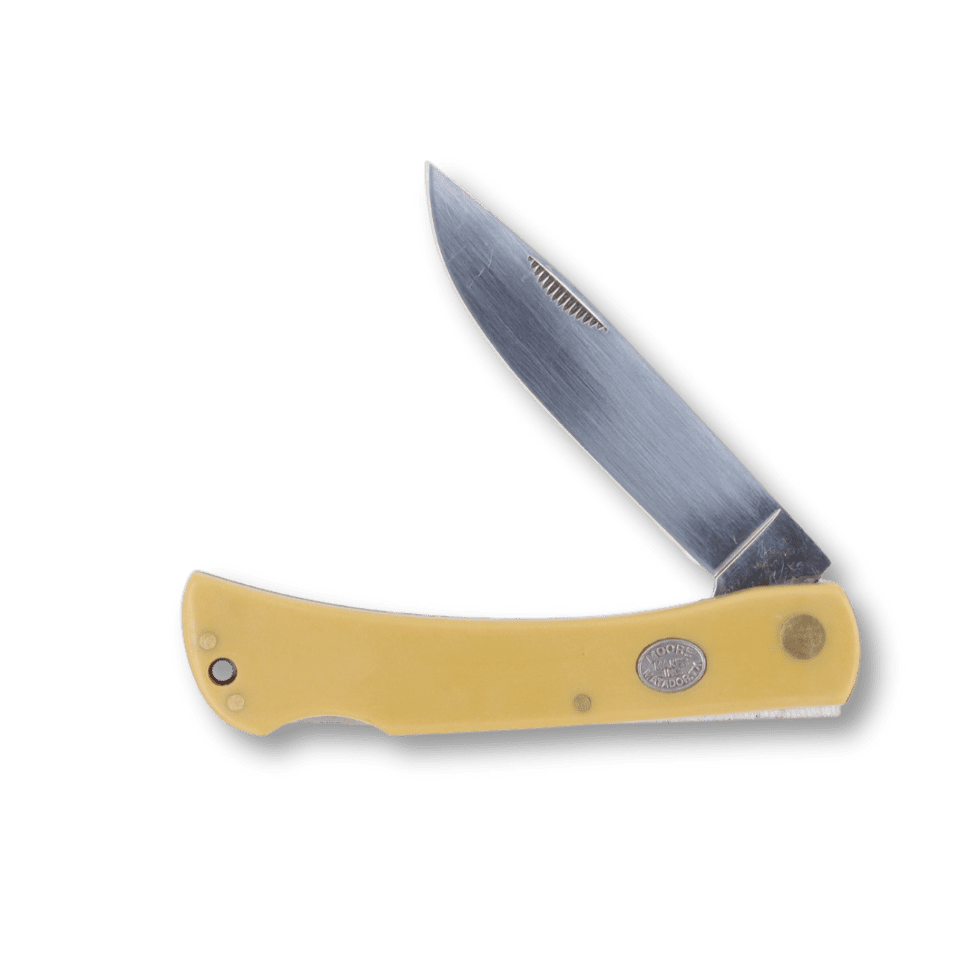 3103LBB - 4 5/8" TAN DELRIN LOCKBACK SODBUSTER - Moore Maker Wholesale