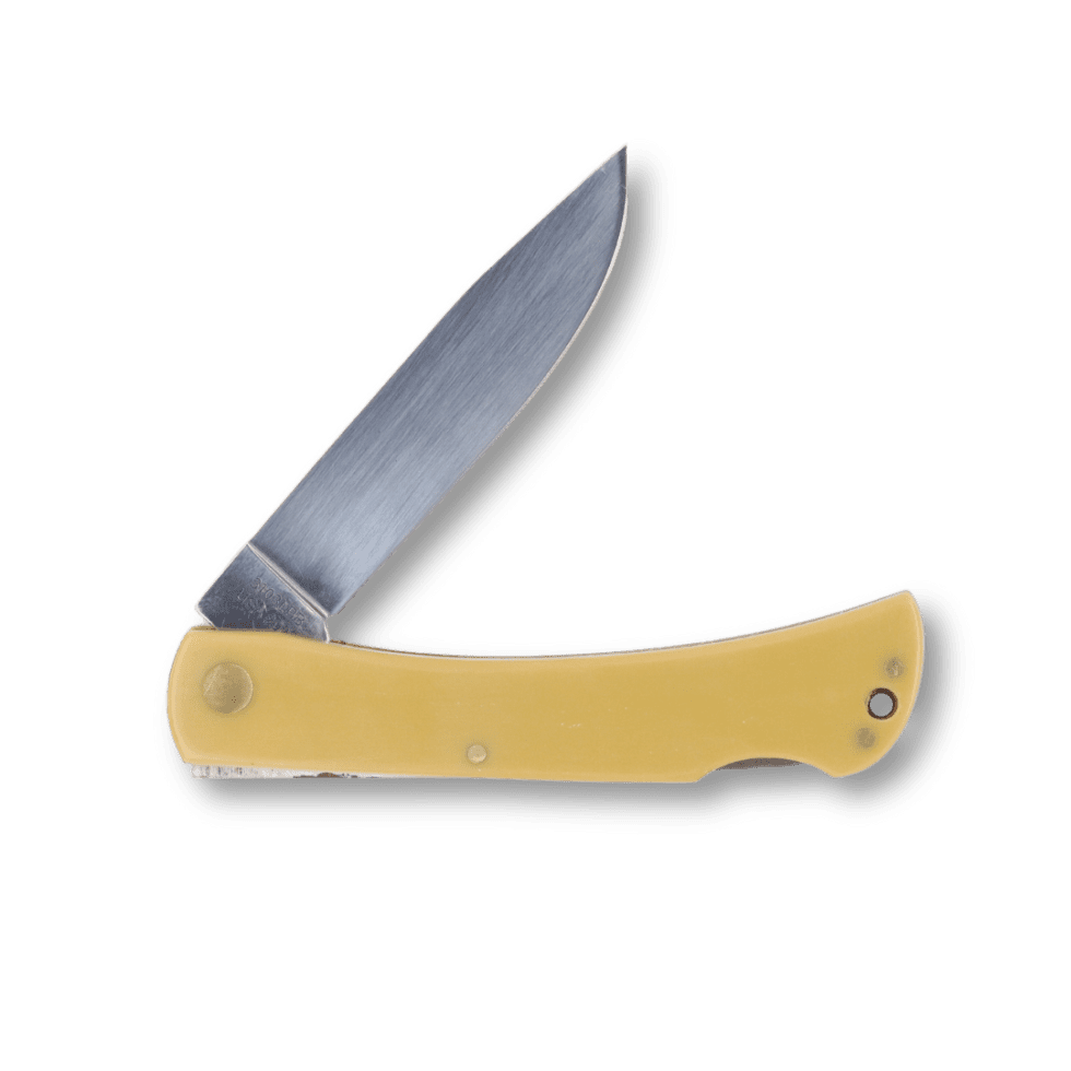 3103LBB - 4 5/8" TAN DELRIN LOCKBACK SODBUSTER - Moore Maker Wholesale